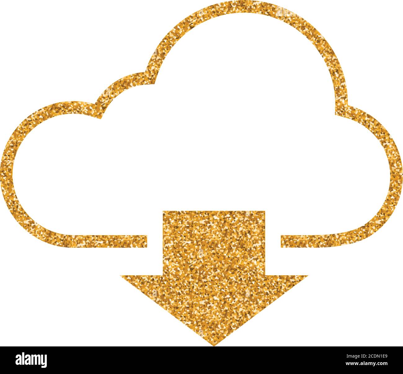 Cloud download icon in gold glitter texture. Sparkle luxury style ...