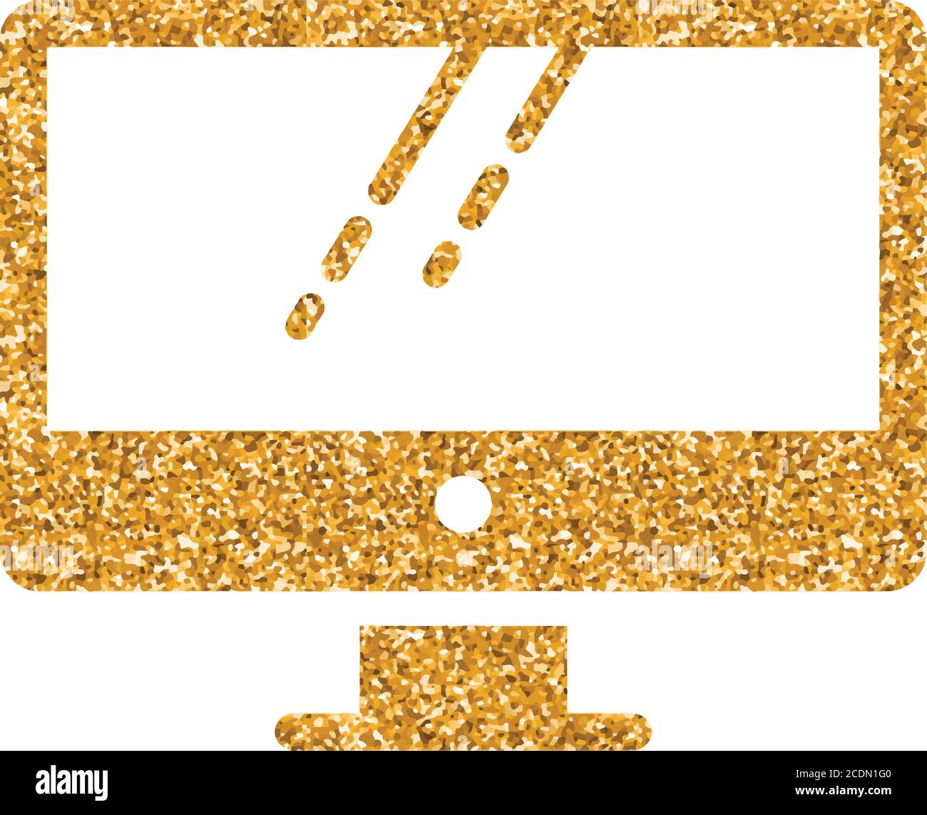 Desktop computer icon in gold glitter texture. Sparkle luxury style ...
