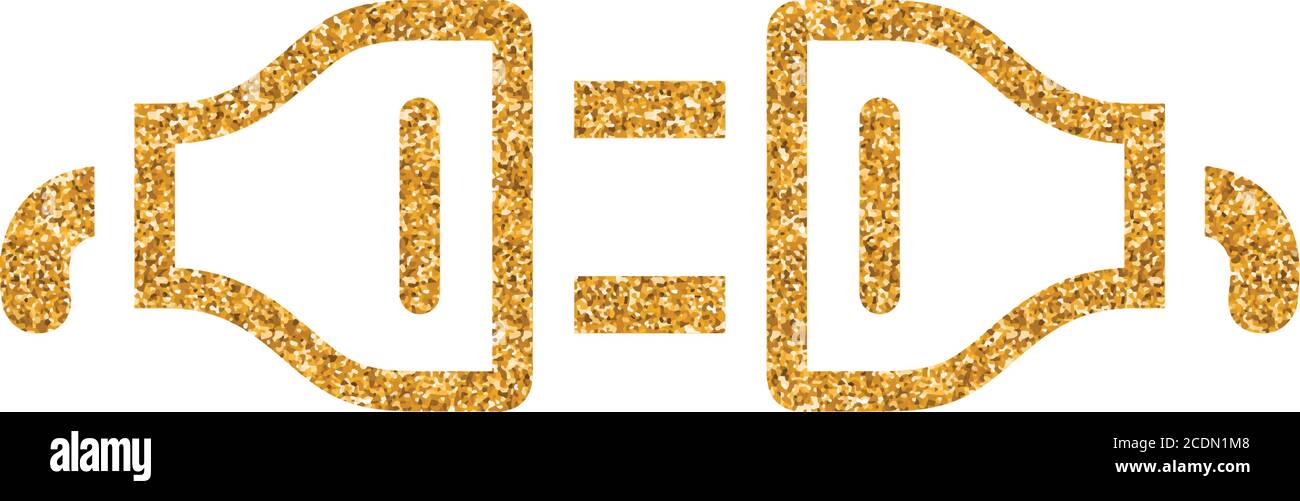 Electric plug icon in gold glitter texture. Sparkle luxury style vector ...