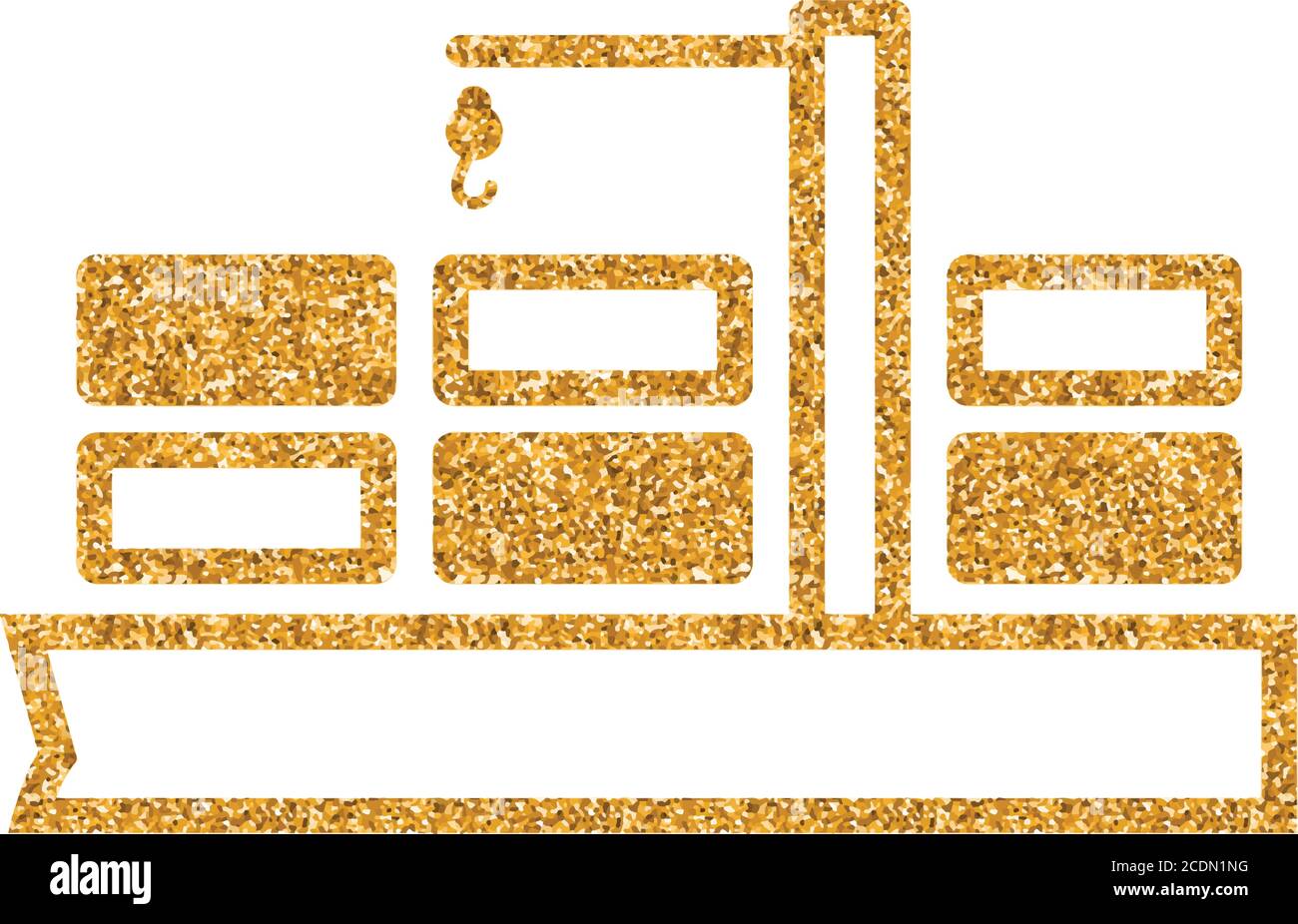 Container shipping icon in gold glitter texture. Sparkle luxury style ...