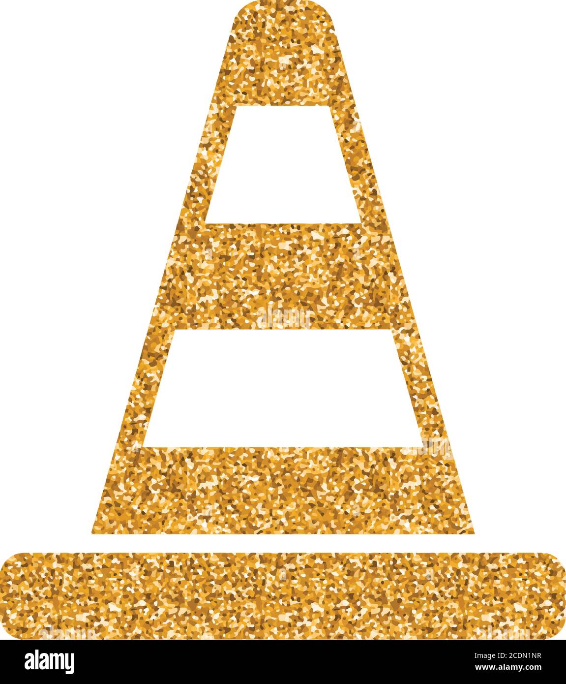 Traffic cone icon in gold glitter texture. Sparkle luxury style vector ...
