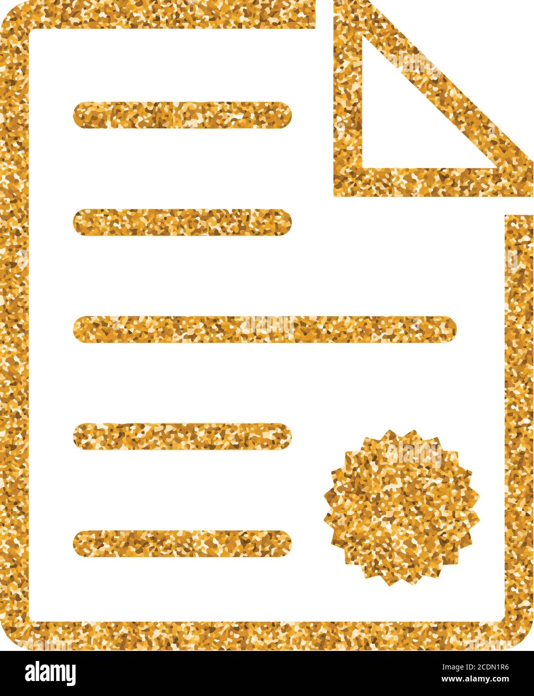 Contract document icon in gold glitter texture. Sparkle luxury style ...