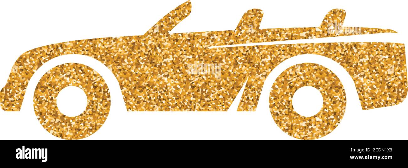 Sport car icon in gold glitter texture. Sparkle luxury style vector ...