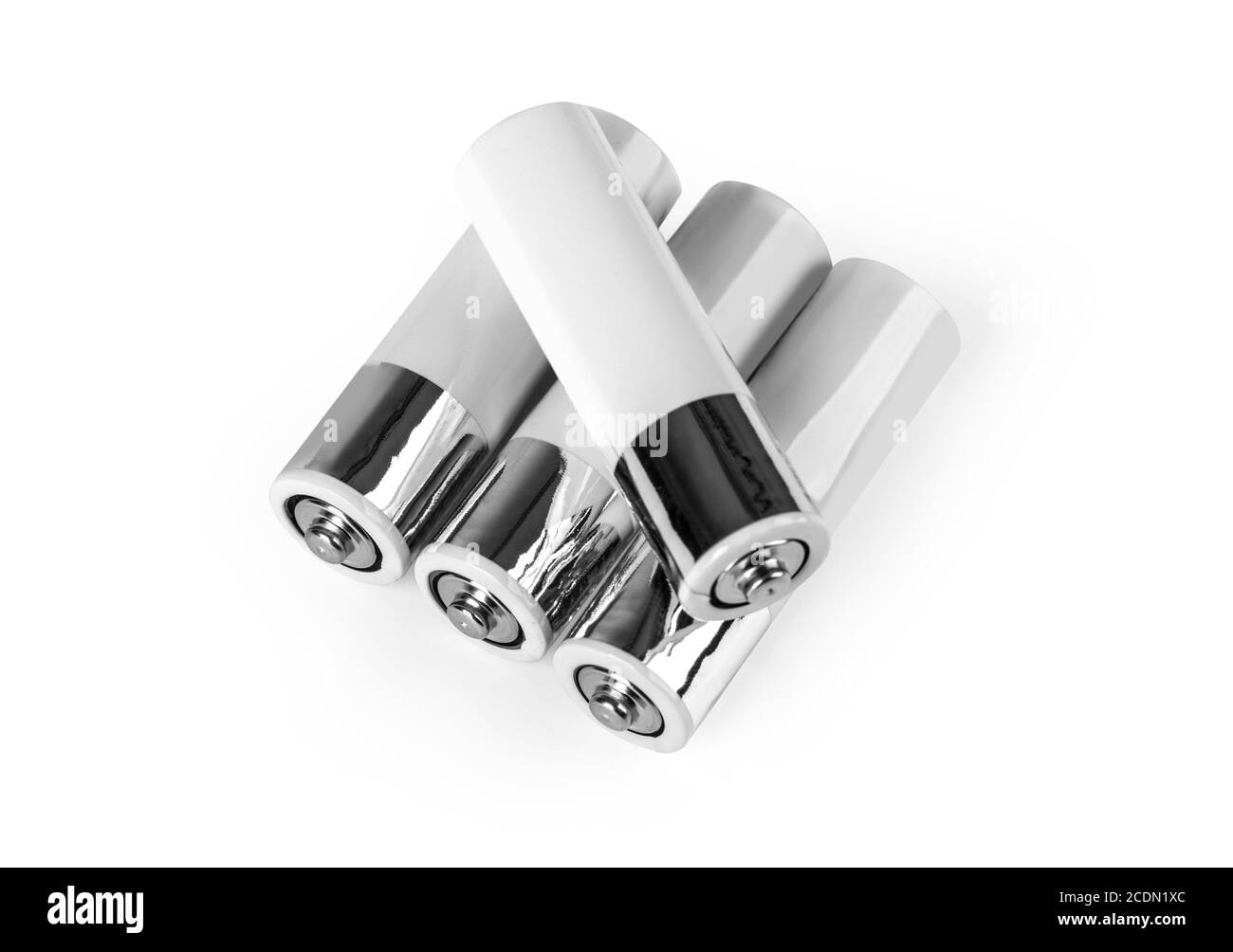 AA batteries Closeup on white Background with clipping path Stock Photo ...