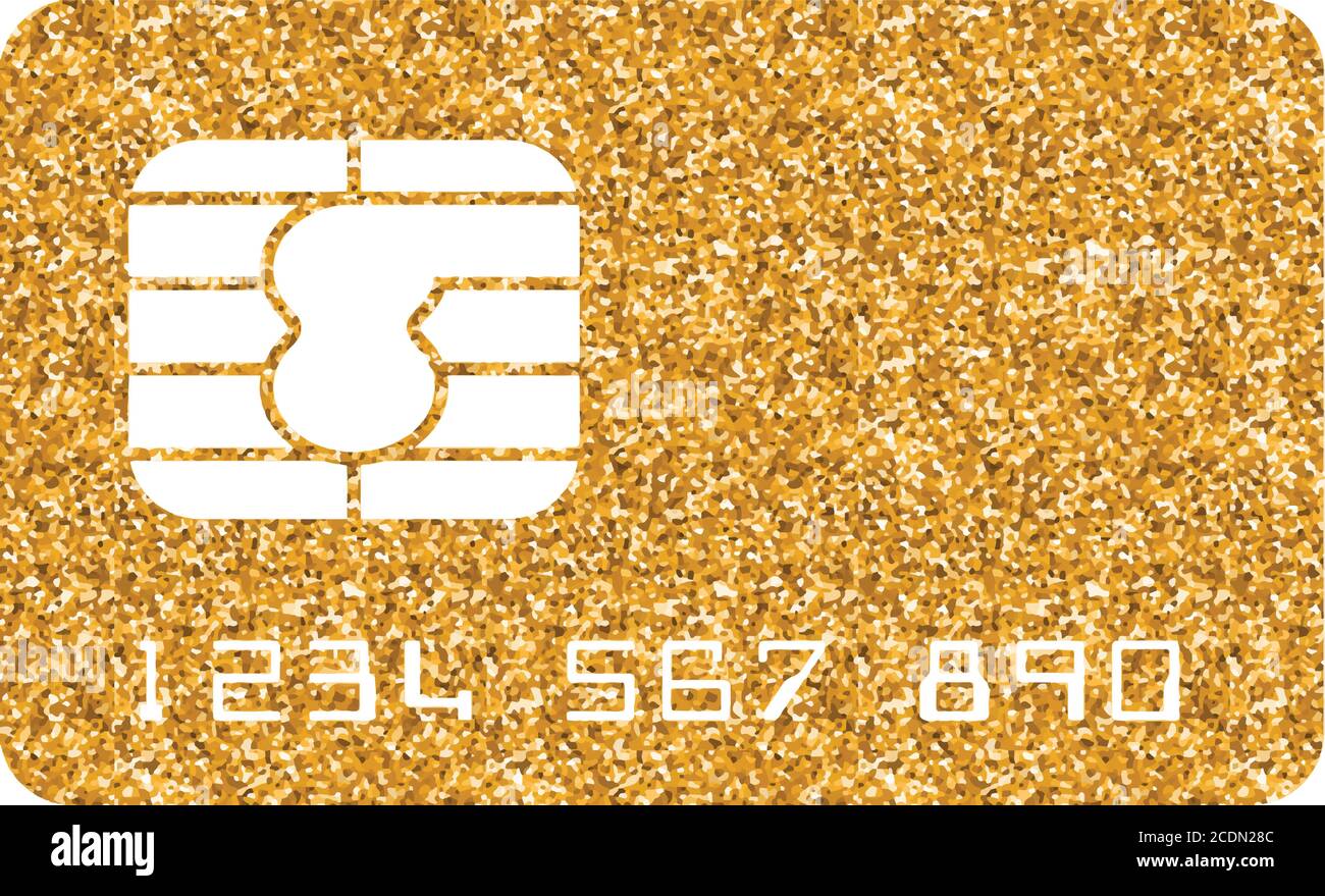 Credit card icon in gold glitter texture. Sparkle luxury style vector ...