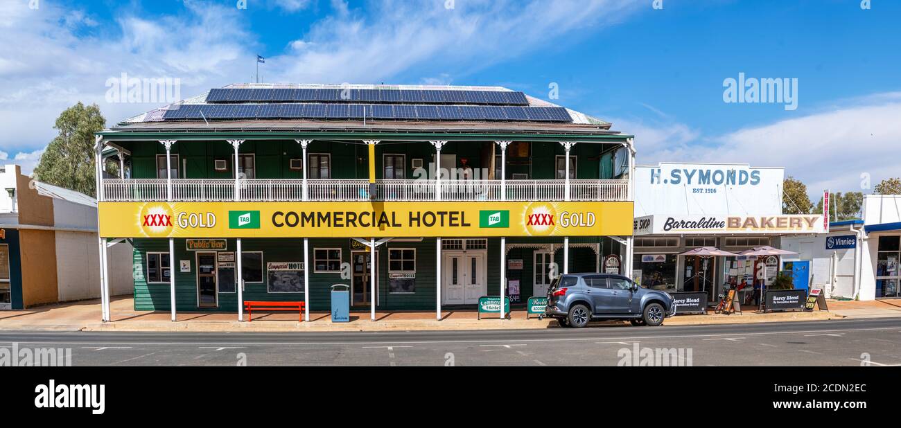 Hotels line the main street of Barcaldine, Western Queensland Australia ...