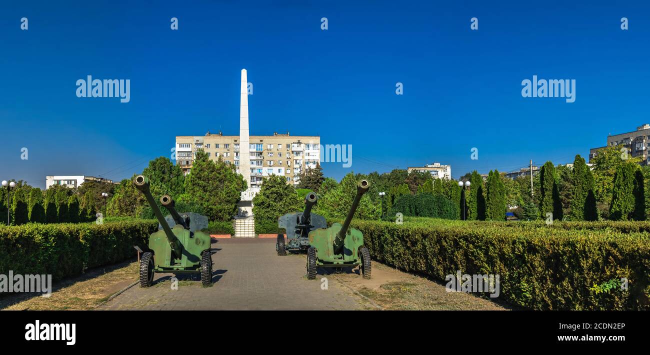 Chernomorsk, Ukraine 08.22.2020. Obelisk of Glory in Chernomorsk city ...