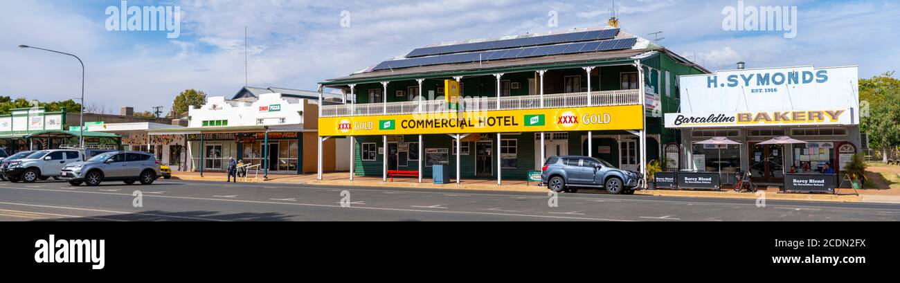 Hotels line the main street of Barcaldine, Western Queensland Australia ...