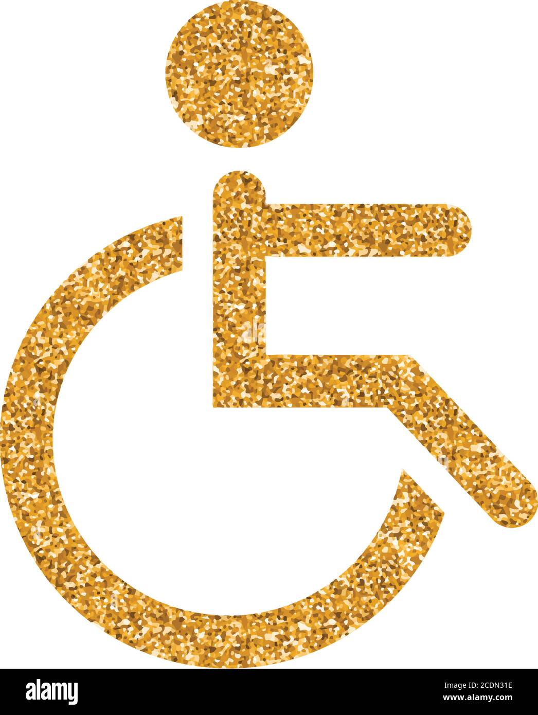 Disabled access icon in gold glitter texture. Sparkle luxury style ...