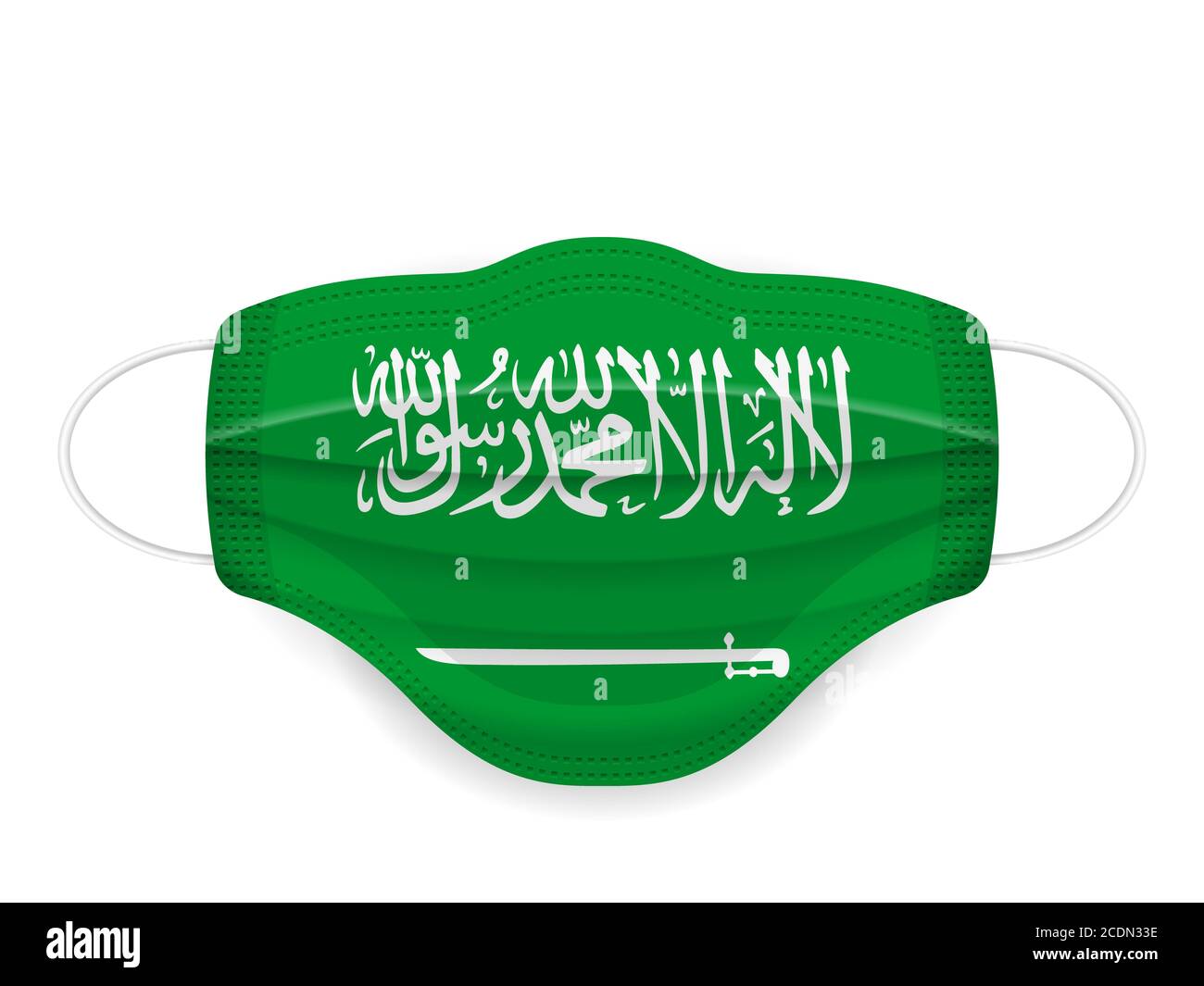 Medical mask Saudi Arabia flag on a white background. Vector ...