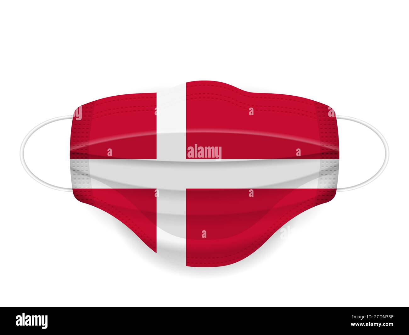 Medical mask Denmark flag on a white background. Vector illustration ...