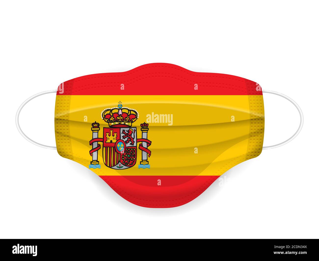 Medical mask Spain flag on a white background. Vector illustration ...