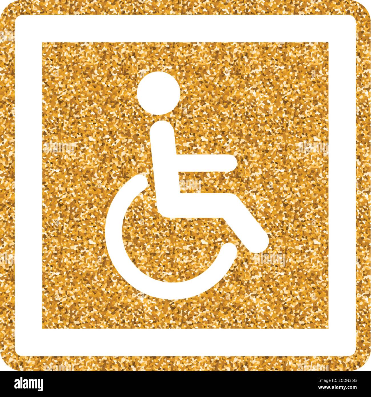 Disabled access icon in gold glitter texture. Sparkle luxury style ...