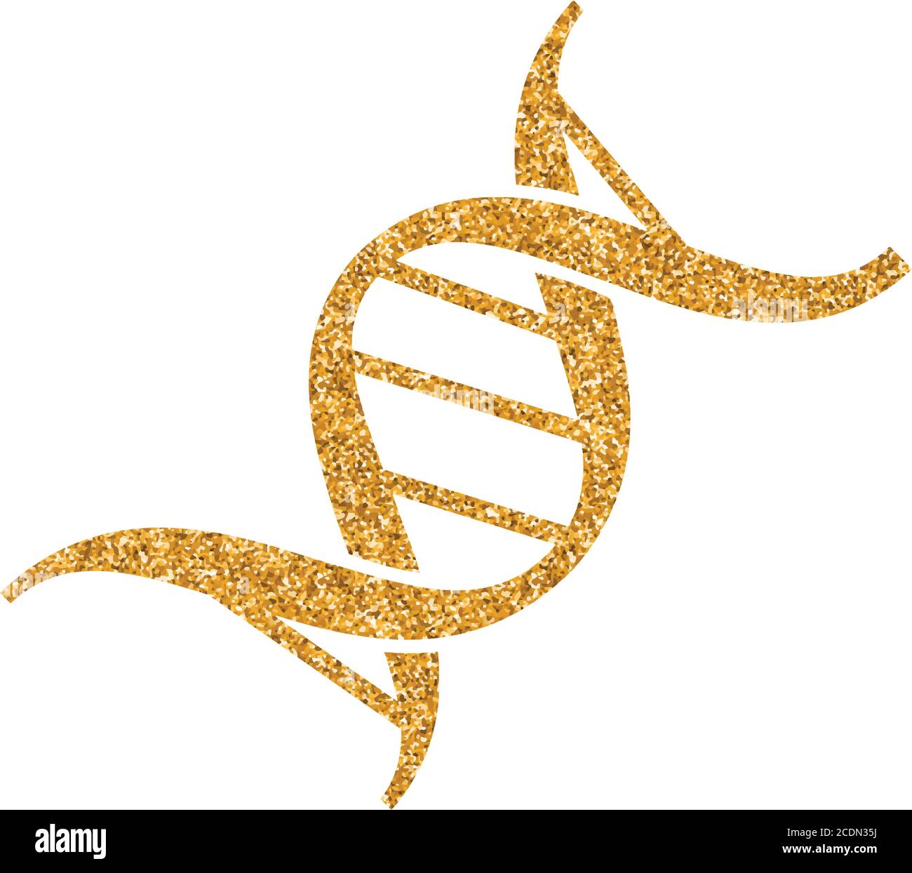 DNA Strand icon in gold glitter texture. Sparkle luxury style vector ...