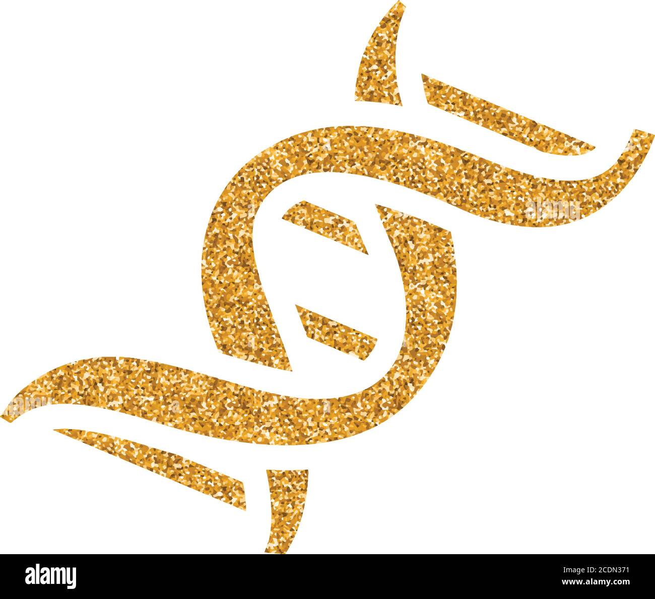 DNA strands icon in gold glitter texture. Sparkle luxury style vector ...