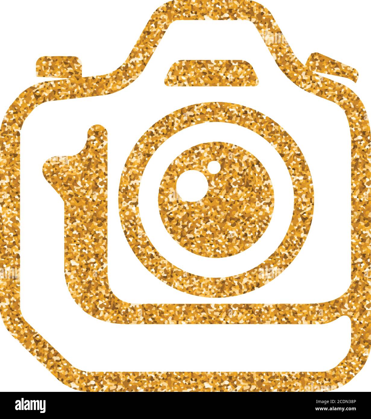 Camera icon in gold glitter texture. Sparkle luxury style vector ...