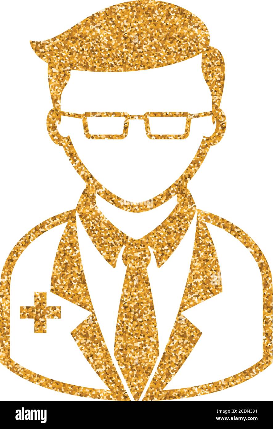 Doctor icon in gold glitter texture. Sparkle luxury style vector ...