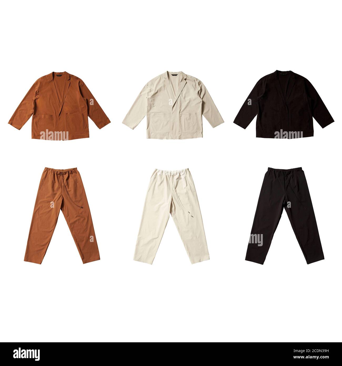 Three shirts and pants isolated on white background with clipping path ...