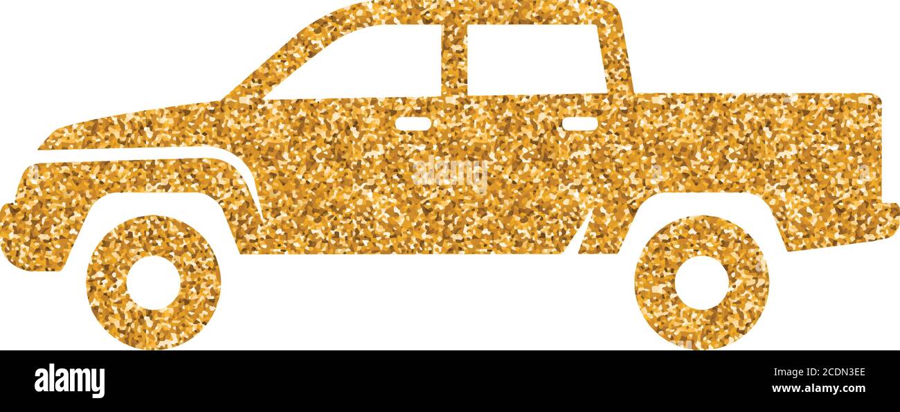 Car icon in gold glitter texture. Sparkle luxury style vector ...
