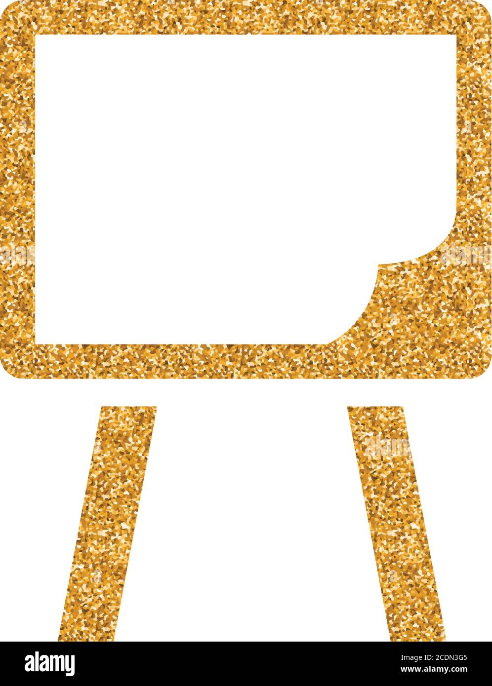 Painting stand icon in gold glitter texture. Sparkle luxury style ...