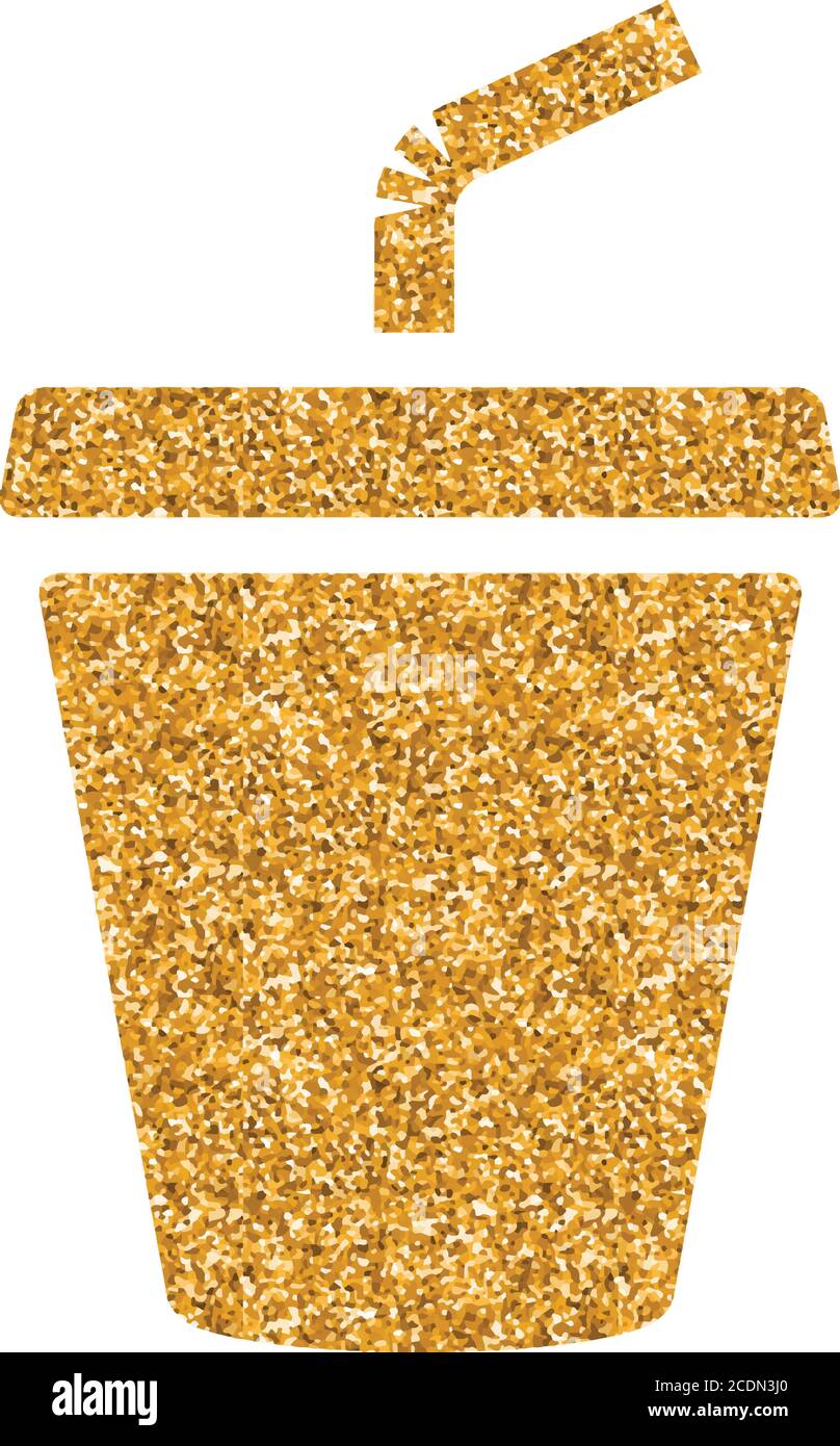 Soft drink icon in gold glitter texture. Sparkle luxury style vector ...