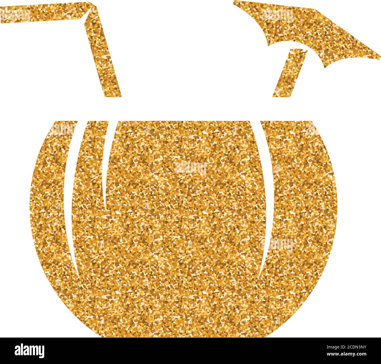 Coconut drink icon in gold glitter texture. Sparkle luxury style vector ...