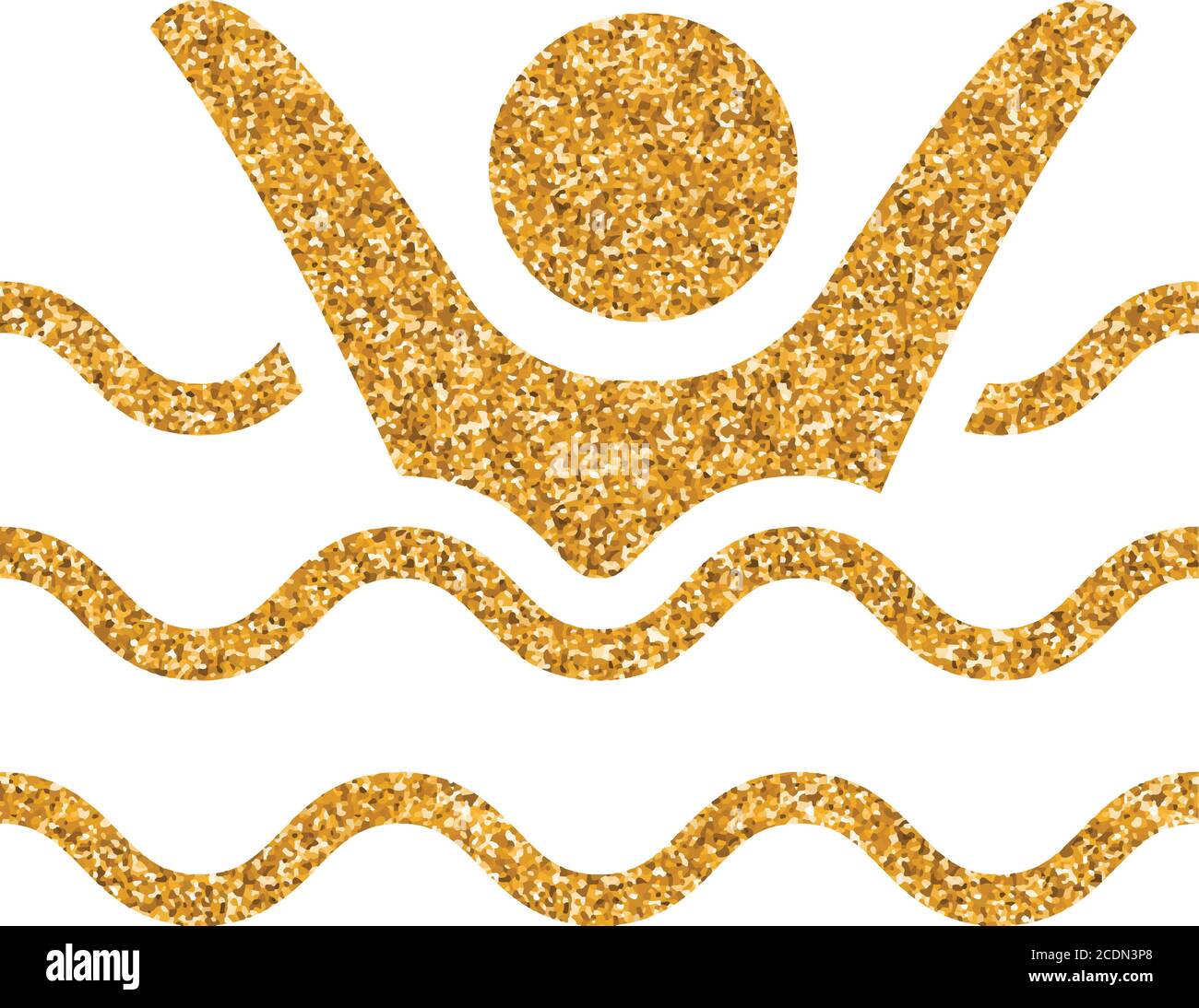 Drowned man icon in gold glitter texture. Sparkle luxury style vector ...