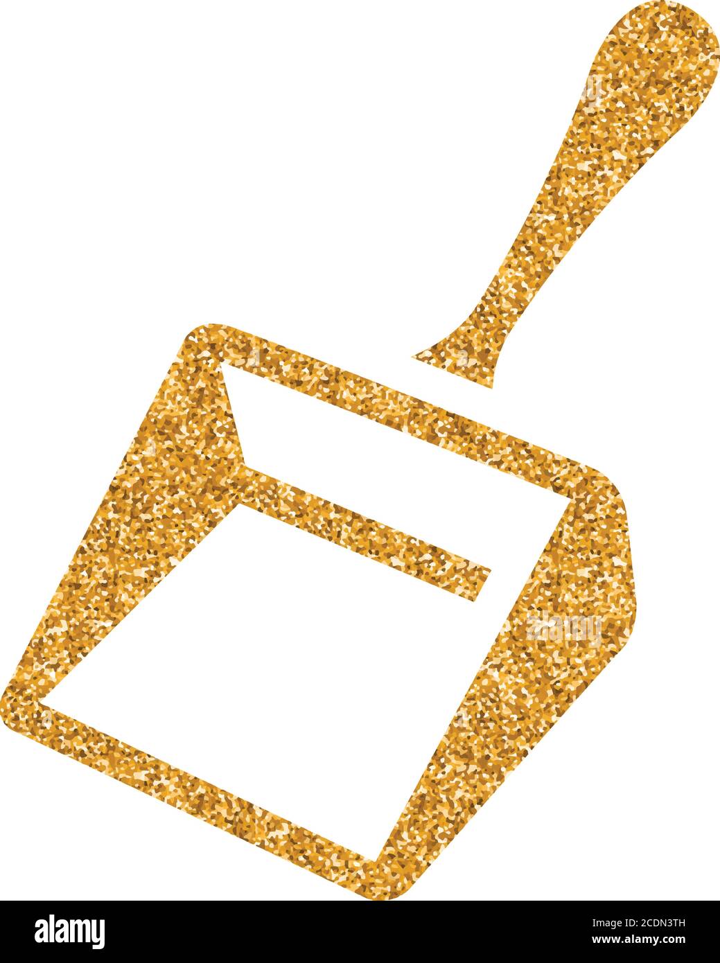 Dustpan icon in gold glitter texture. Sparkle luxury style vector ...