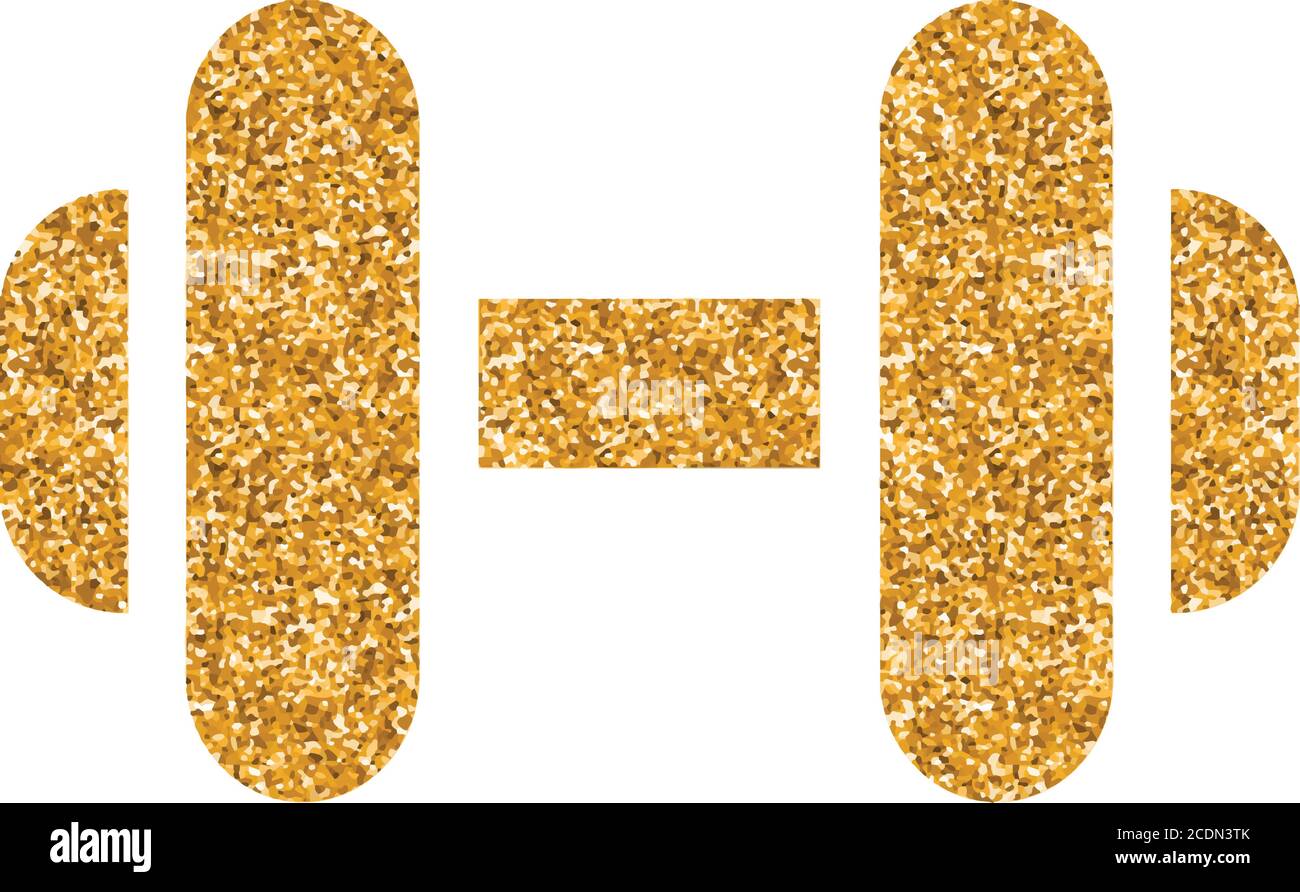 Dumbbell icon in gold glitter texture. Sparkle luxury style vector ...