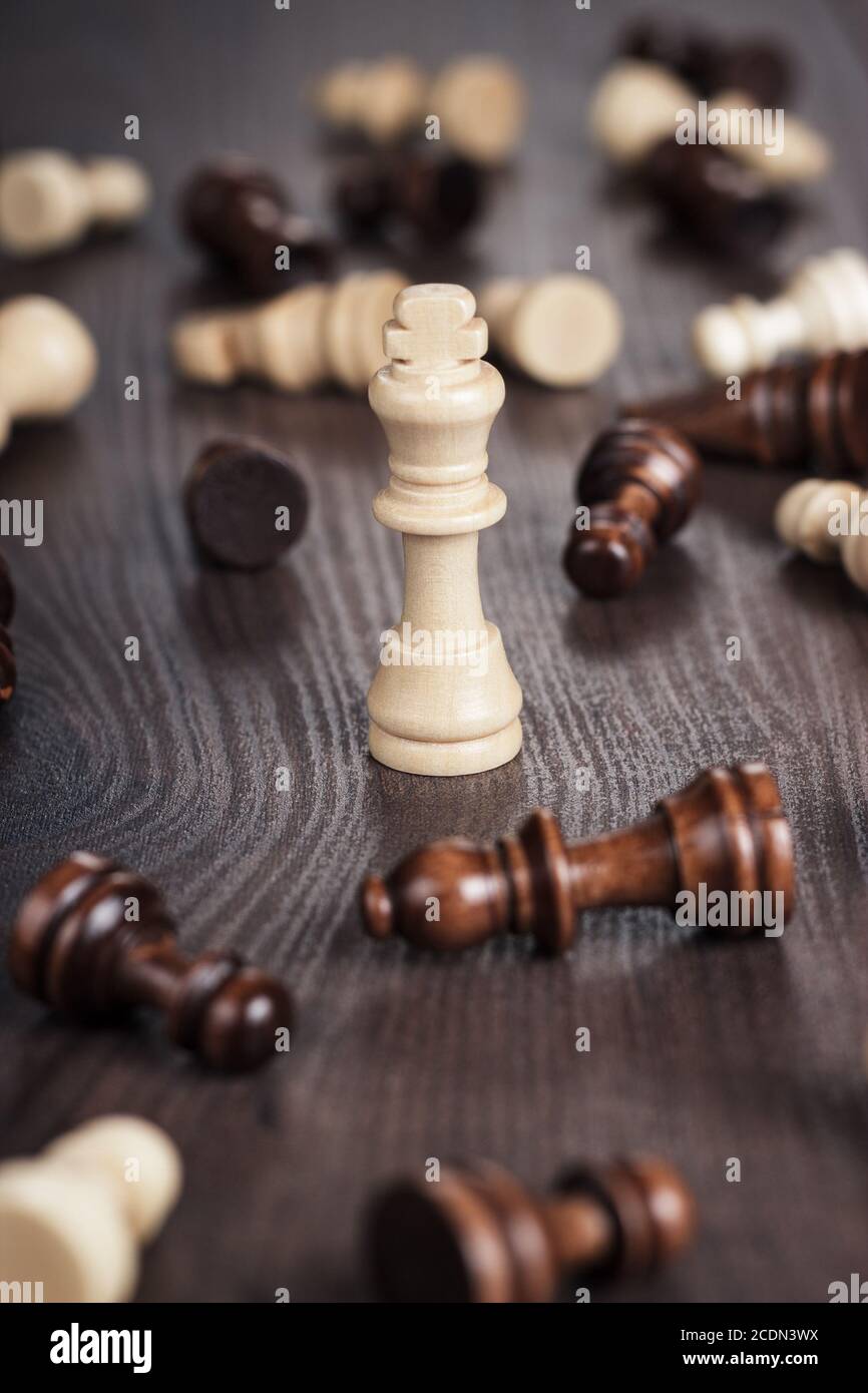 chess win concept over wooden background Stock Photo - Alamy