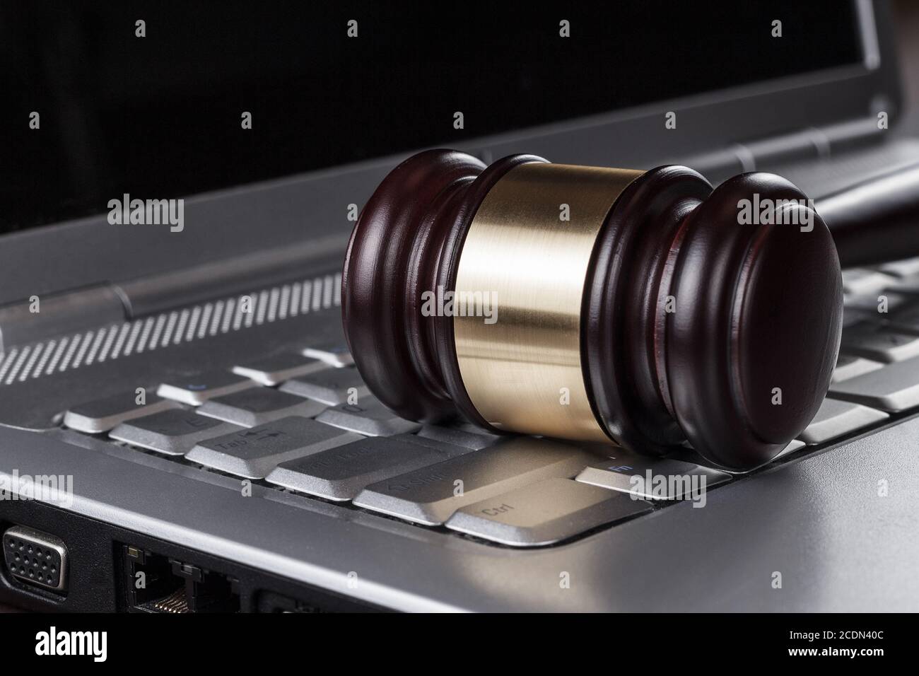 judge gavel on computer concept Stock Photo - Alamy
