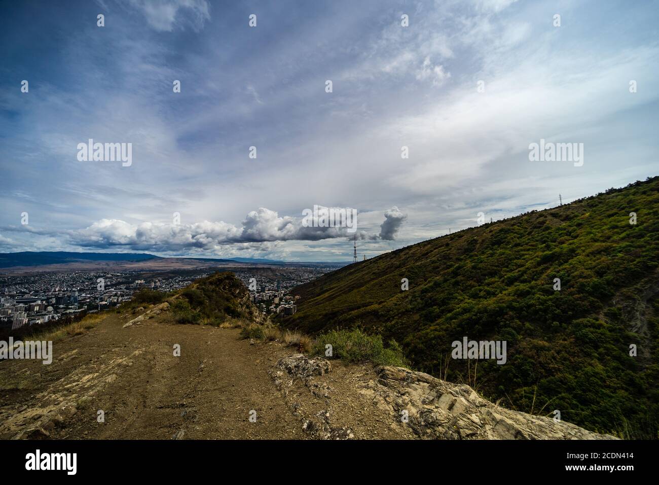 View from point view above Turtle lake to the city Tbilisi, Georgia ...