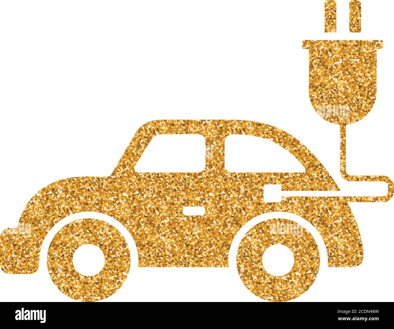 Electric car icon in gold glitter texture. Sparkle luxury style vector ...
