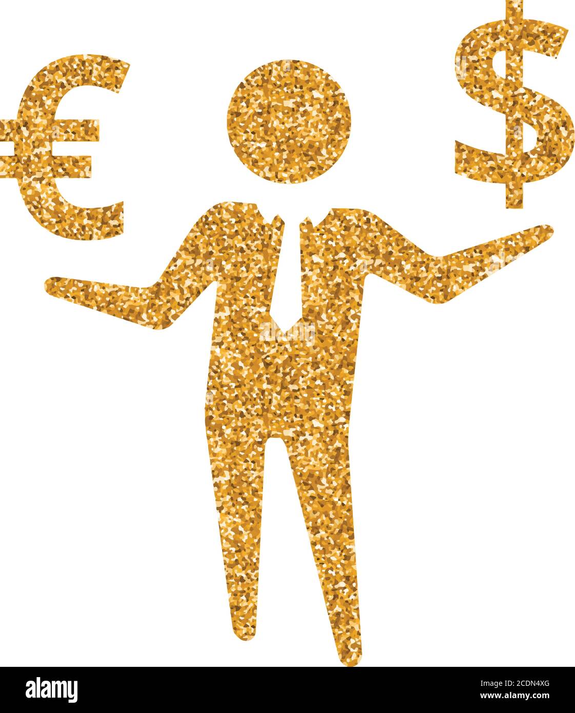 Businessman money icon in gold glitter texture. Sparkle luxury style ...