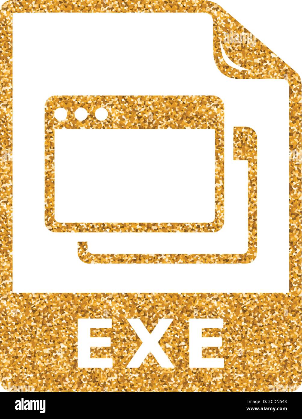 Executable File Format Icon In Gold Glitter Texture Sparkle Luxury Style Vector Illustration