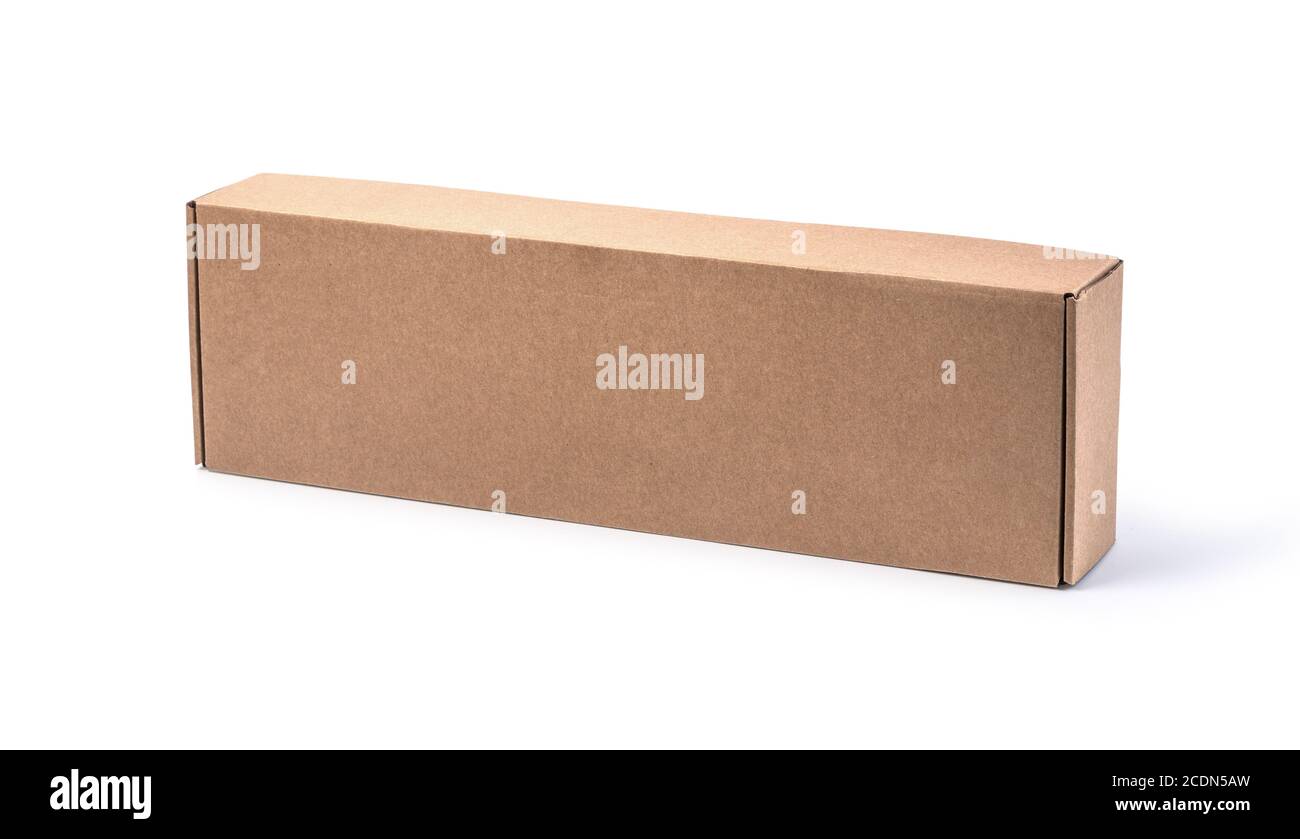 closing a stack of cardboard boxes on a white background with clipping ...