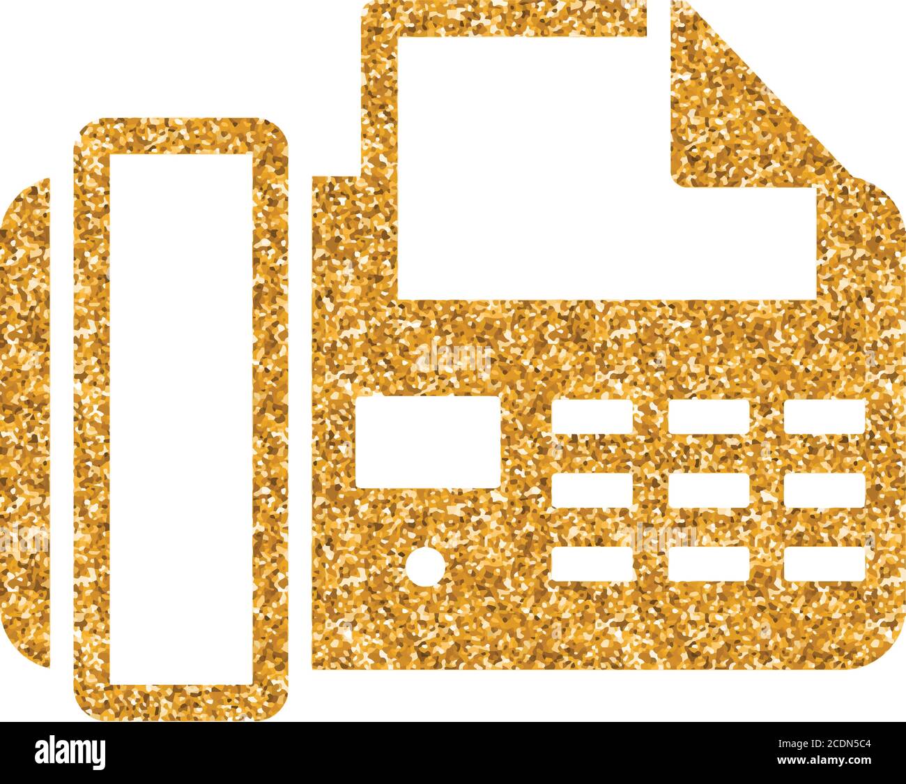 Facsimile icon in gold glitter texture. Sparkle luxury style vector ...