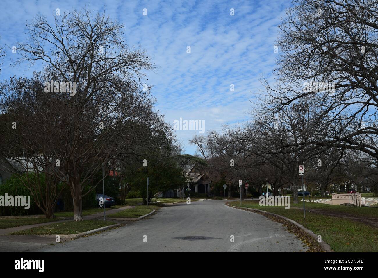 Common driveway of texan village near the Guadalupe Street. The scene ...