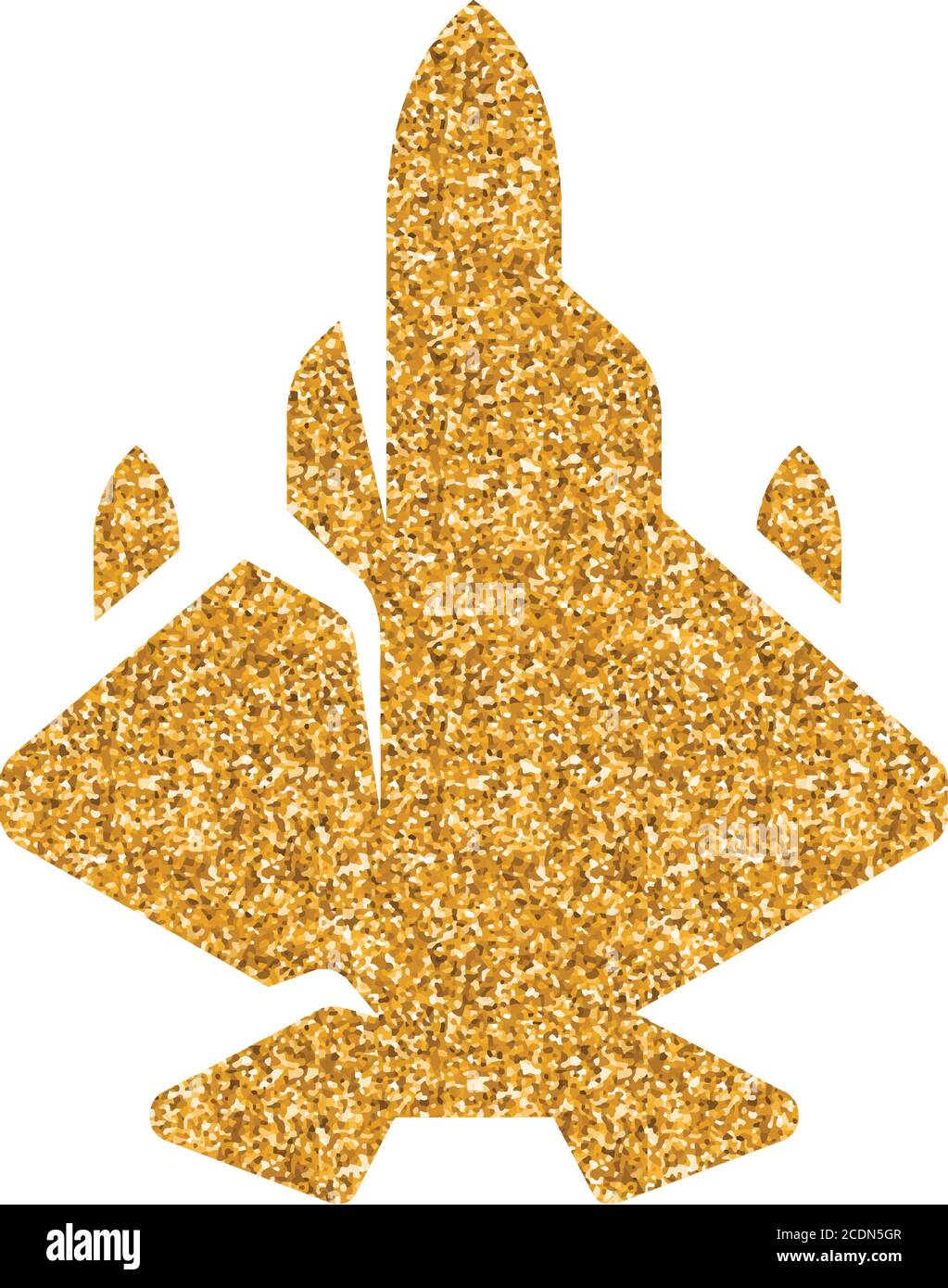 Fighter jet icon in gold glitter texture. Sparkle luxury style vector ...