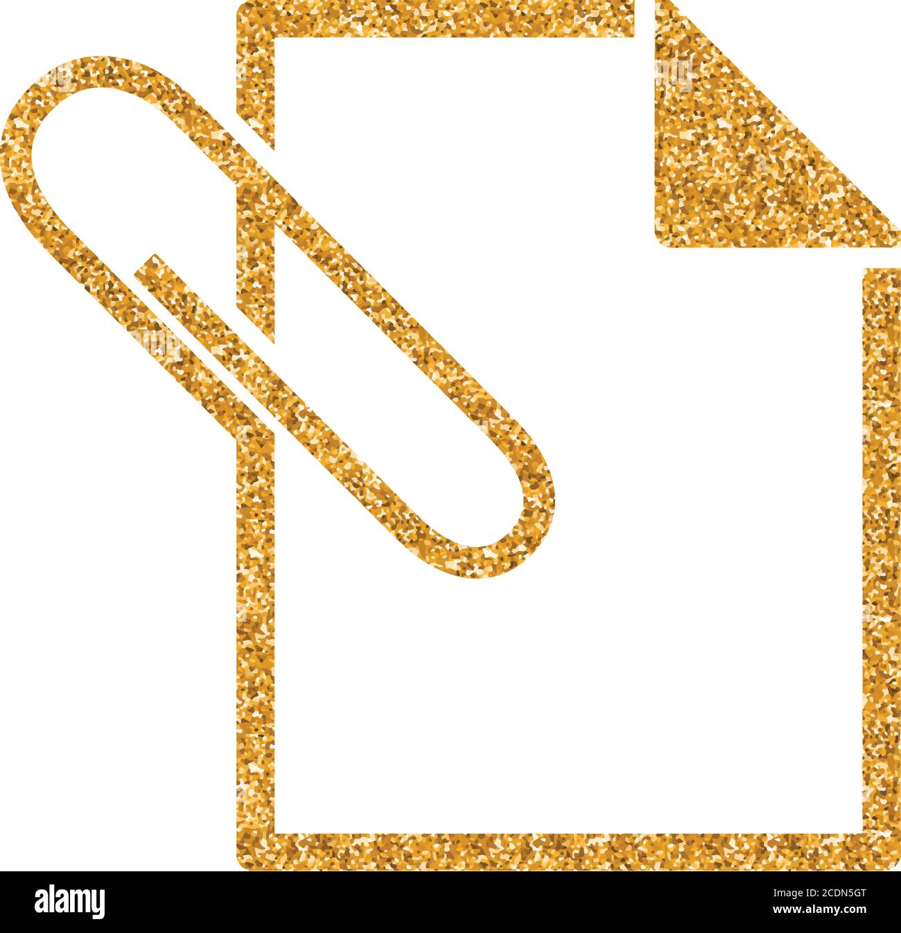 Attachment file icon in gold glitter texture. Sparkle luxury style ...