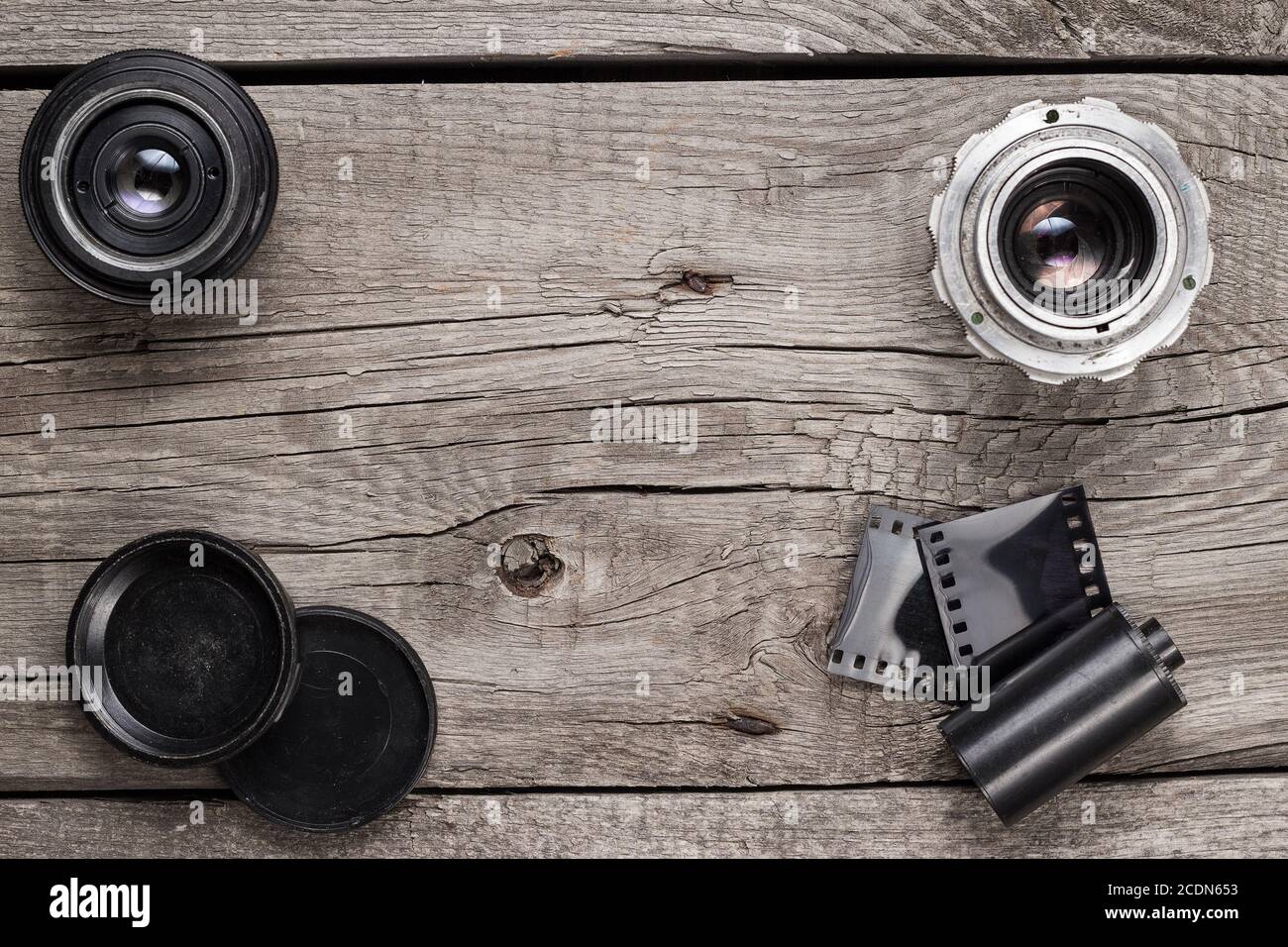 retro camera lenses and negative film Stock Photo - Alamy