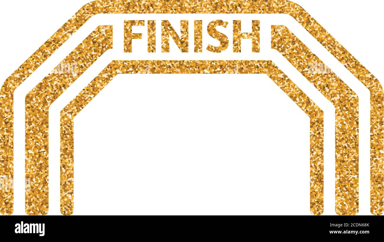 Finish line icon in gold glitter texture. Sparkle luxury style vector ...