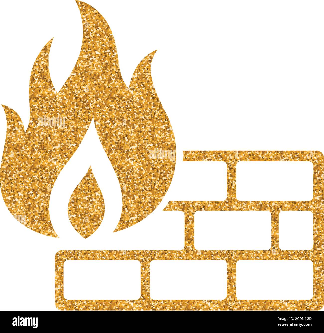 Firewall icon in gold glitter texture. Sparkle luxury style vector ...