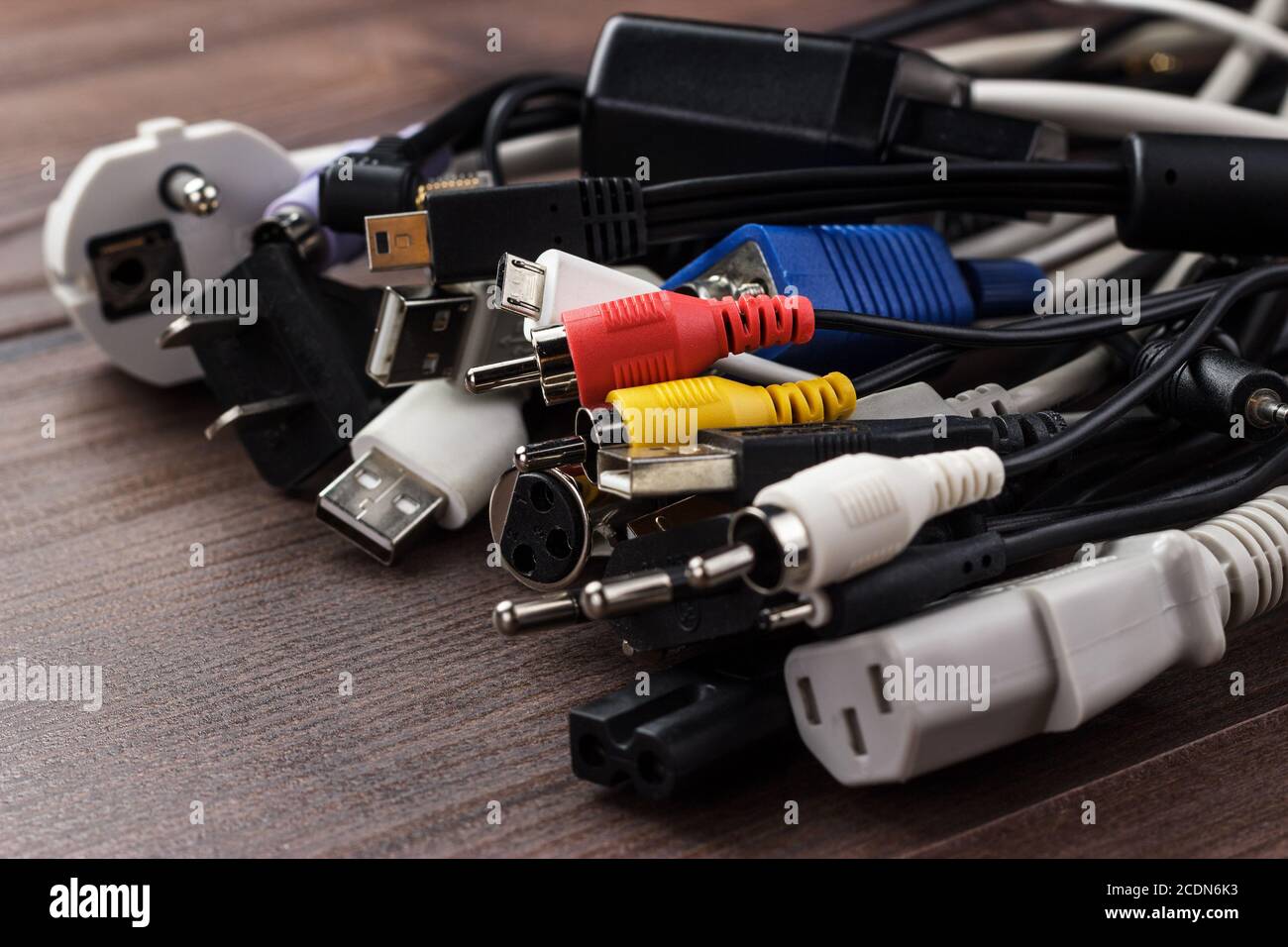 different cables on the table Stock Photo - Alamy