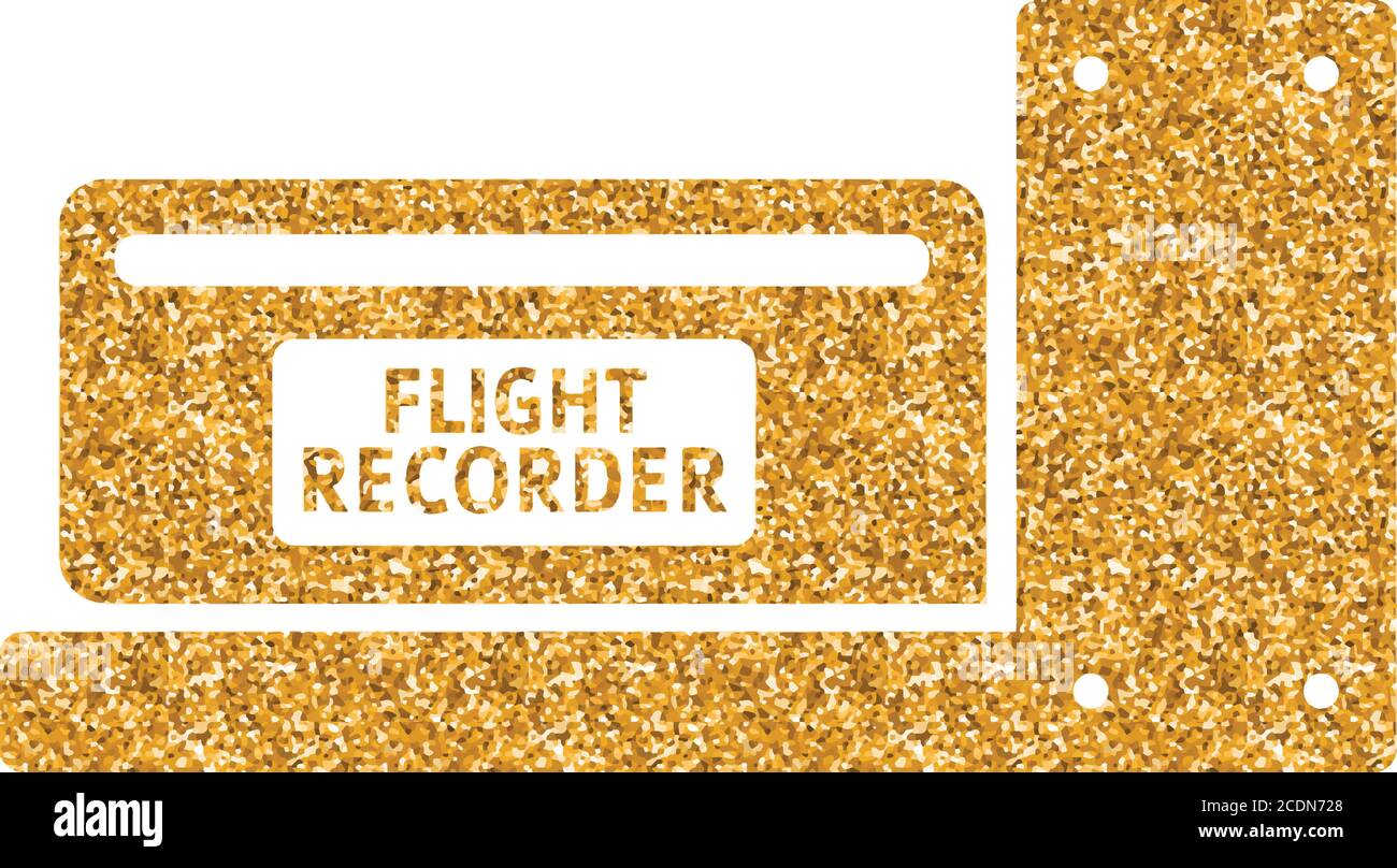 Flight recorder icon in gold glitter texture. Sparkle luxury style ...