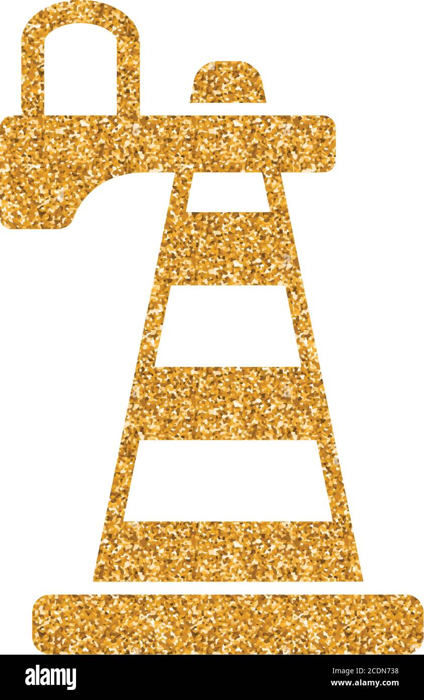 Traffic cone icon in gold glitter texture. Sparkle luxury style vector ...
