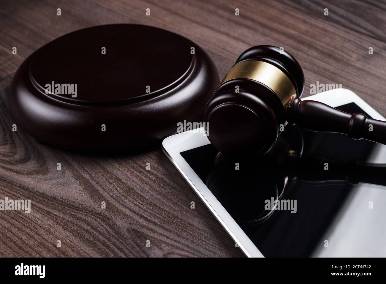 judge gavel and tablet computer Stock Photo - Alamy