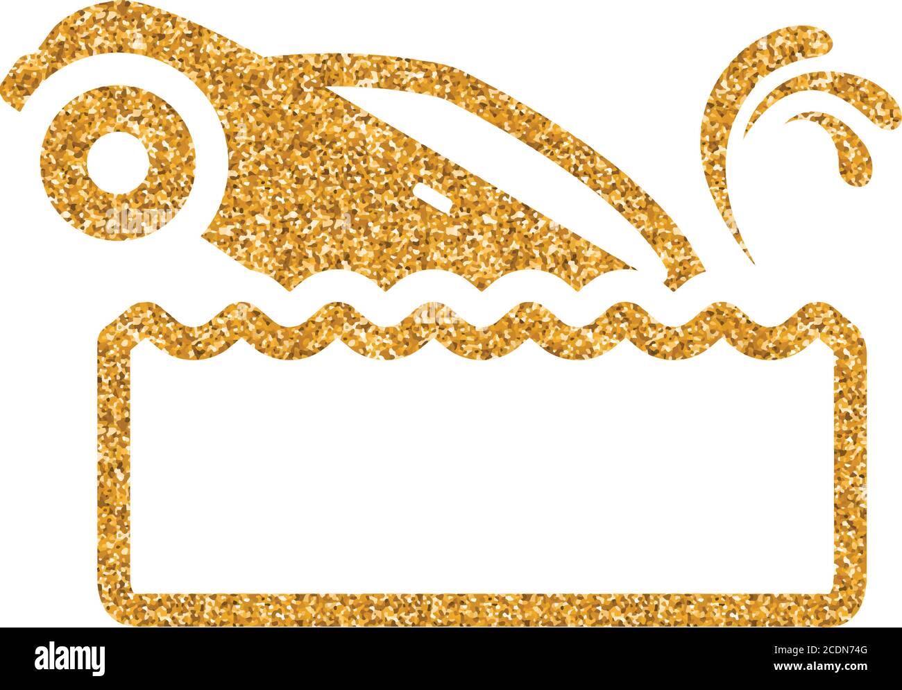 Drowned car icon in gold glitter texture. Sparkle luxury style vector ...