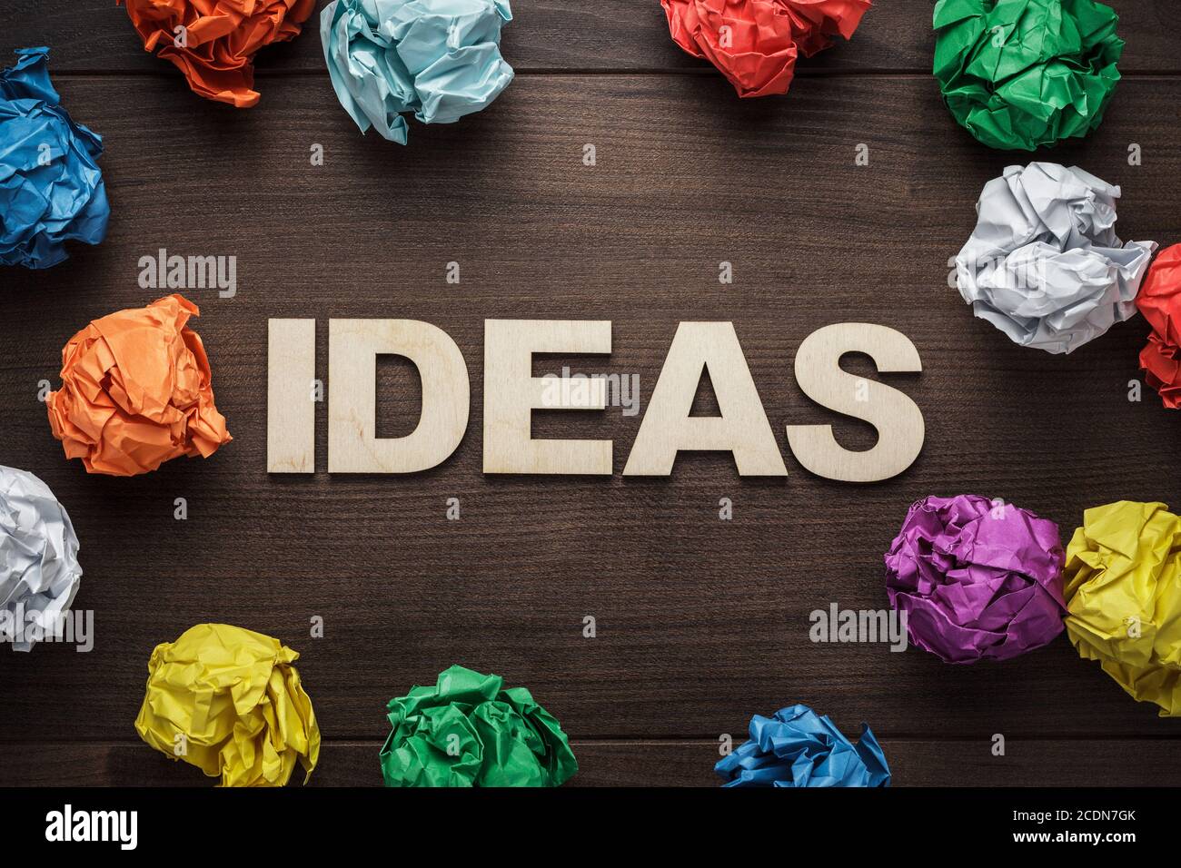 word idea and crumpled colorful paper Stock Photo - Alamy