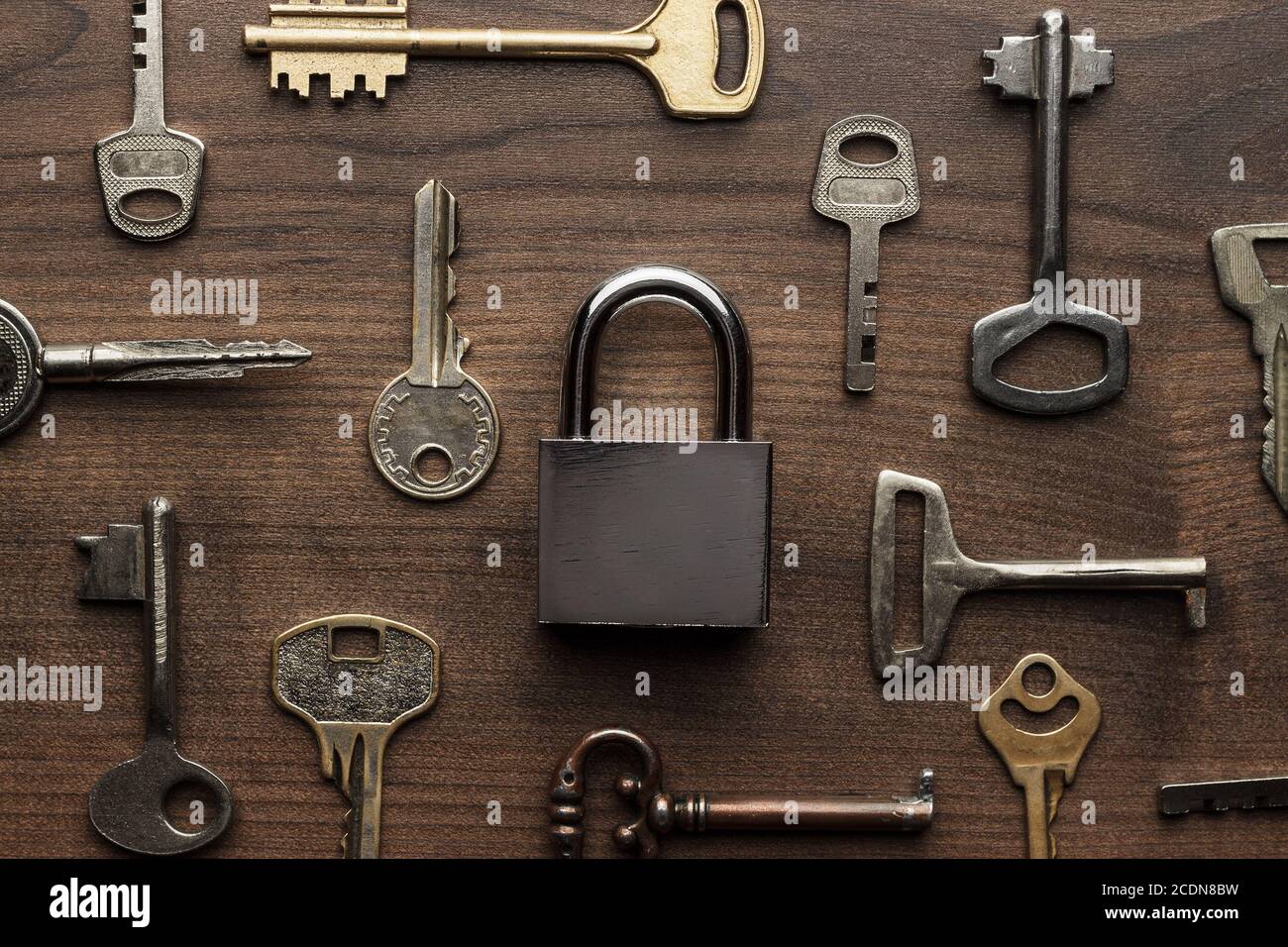 check-lock and different keys concept Stock Photo - Alamy